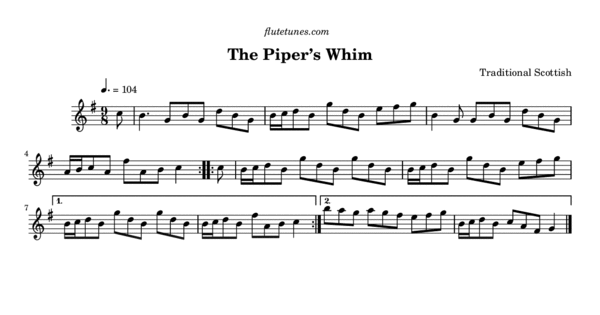 The Piper's Whim (Trad. Scottish) - Free Flute Sheet Music | flutetunes.com