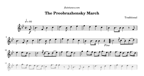 The Preobrazhensky March (Traditional) - Free Flute Sheet Music ...
