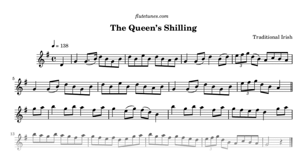 The Queen's Shilling (Trad. Irish) - Free Flute Sheet Music ...