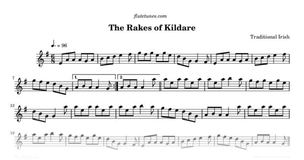 The Rakes of Kildare (Trad. Irish) - Free Flute Sheet Music ...