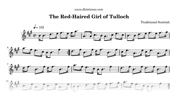 The Red-Haired Girl of Tulloch (Trad. Scottish) - Free Flute Sheet ...