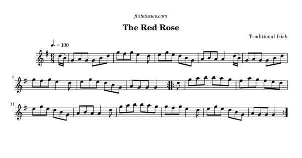 The Red Rose (Trad. Irish) - Free Flute Sheet Music | flutetunes.com