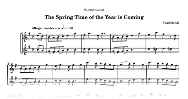 The Spring Time of the Year is Coming (Traditional) - Free Flute Sheet ...