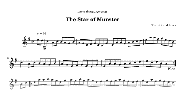 The Star of Munster (Trad. Irish) - Free Flute Sheet Music | flutetunes.com