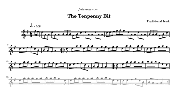 The Tenpenny Bit (Trad. Irish) - Free Flute Sheet Music | flutetunes.com
