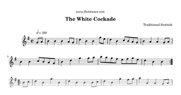 The White Cockade (Trad. Scottish) - Free Flute Sheet Music ...