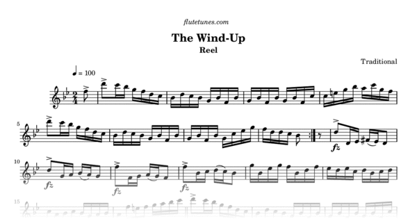 The Wind-Up (Traditional) - Free Flute Sheet Music | flutetunes.com