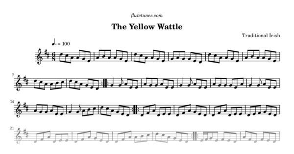 The Yellow Wattle (Trad. Irish) - Free Flute Sheet Music | flutetunes.com