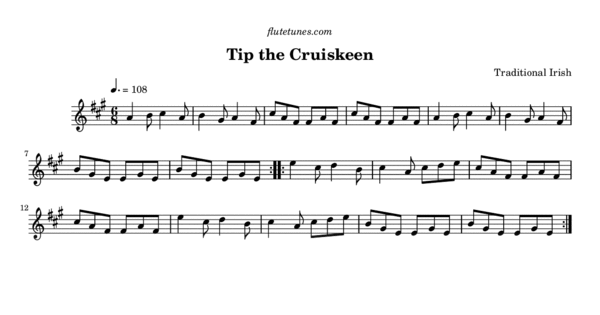 Tip the Cruiskeen (Trad. Irish) - Free Flute Sheet Music | flutetunes.com