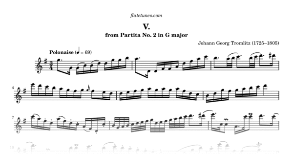 Polonaise from Partita No. 2 in G major (J.G. Tromlitz) - Free Flute ...