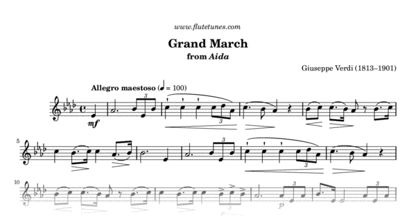 Grand March from Aida (G. Verdi) - Free Flute Sheet Music | flutetunes.com