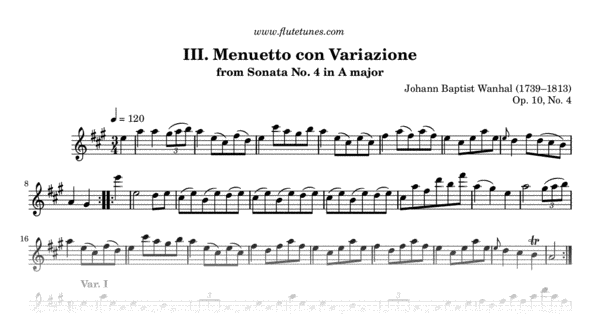 Menuetto con Variazione from Sonata No. 4 in A major (J.B. Wanhal ...