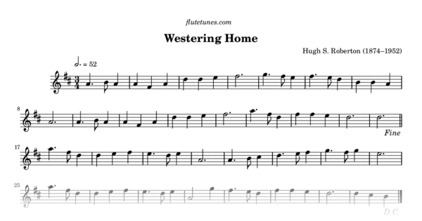 Westering Home (H.S. Roberton) - Free Flute Sheet Music | flutetunes.com